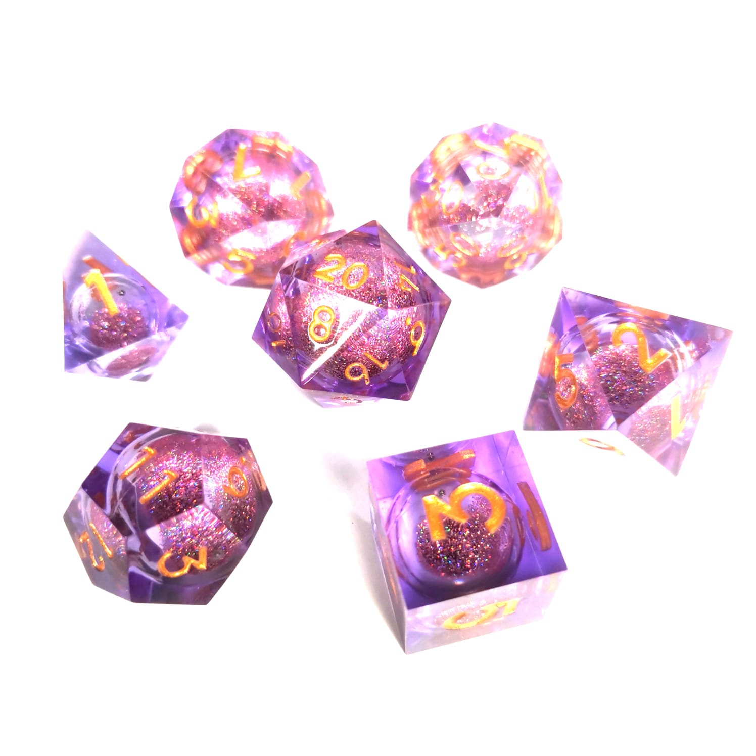 Lavender Light Purple Glitter Liquid Core Dice | The Dragon Wagon